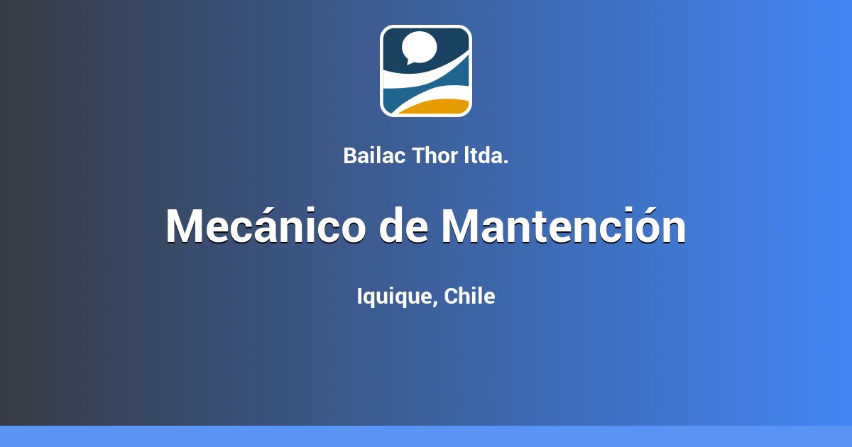 Mecánico de Mantención - Iquique